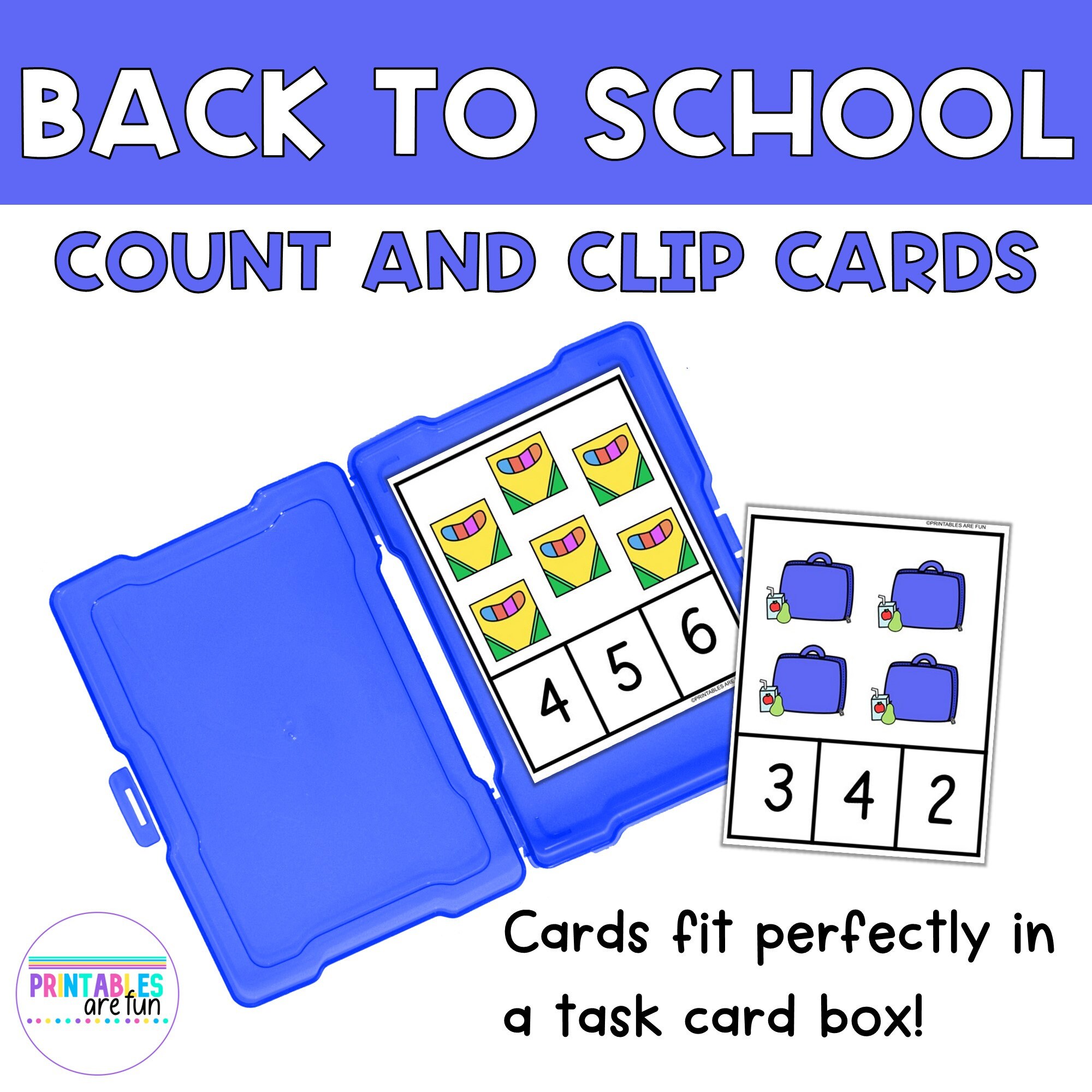 Back to School Count and Clip Cards 1-20 | Math Task Cards | Printable ...