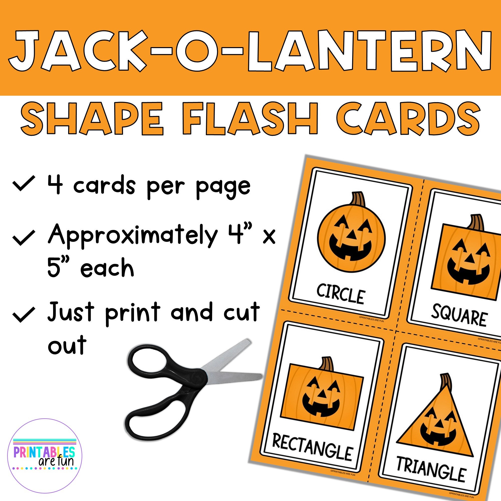 Halloween Jack-o-lantern 2D Shape Posters and Flash Cards - Etsy