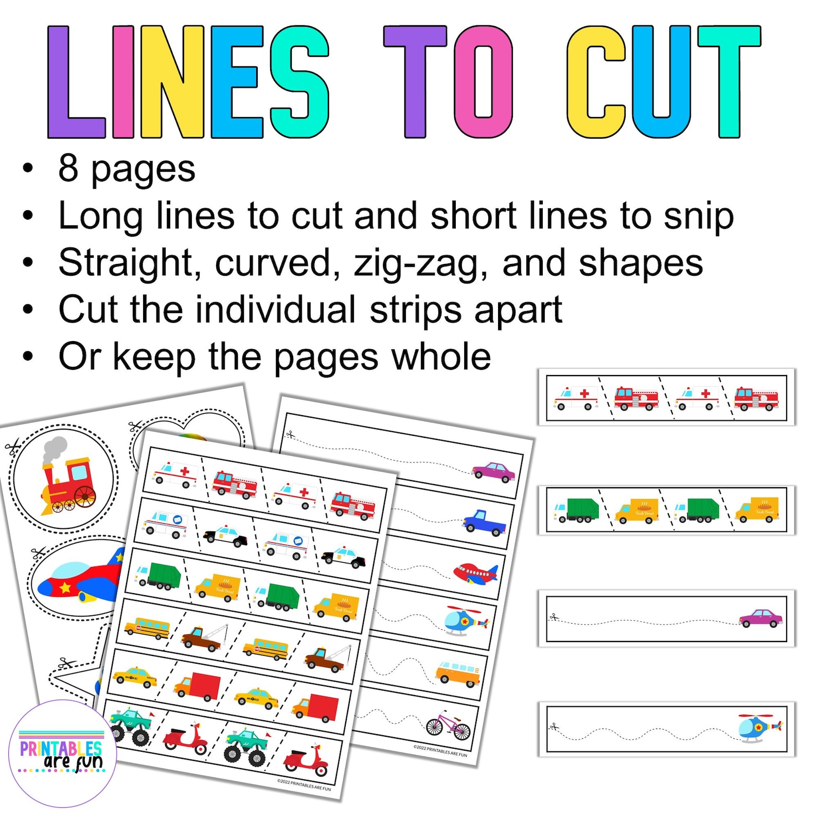 Transportation Cutting Practice, Cutting Strips, Scissor Cutting ...