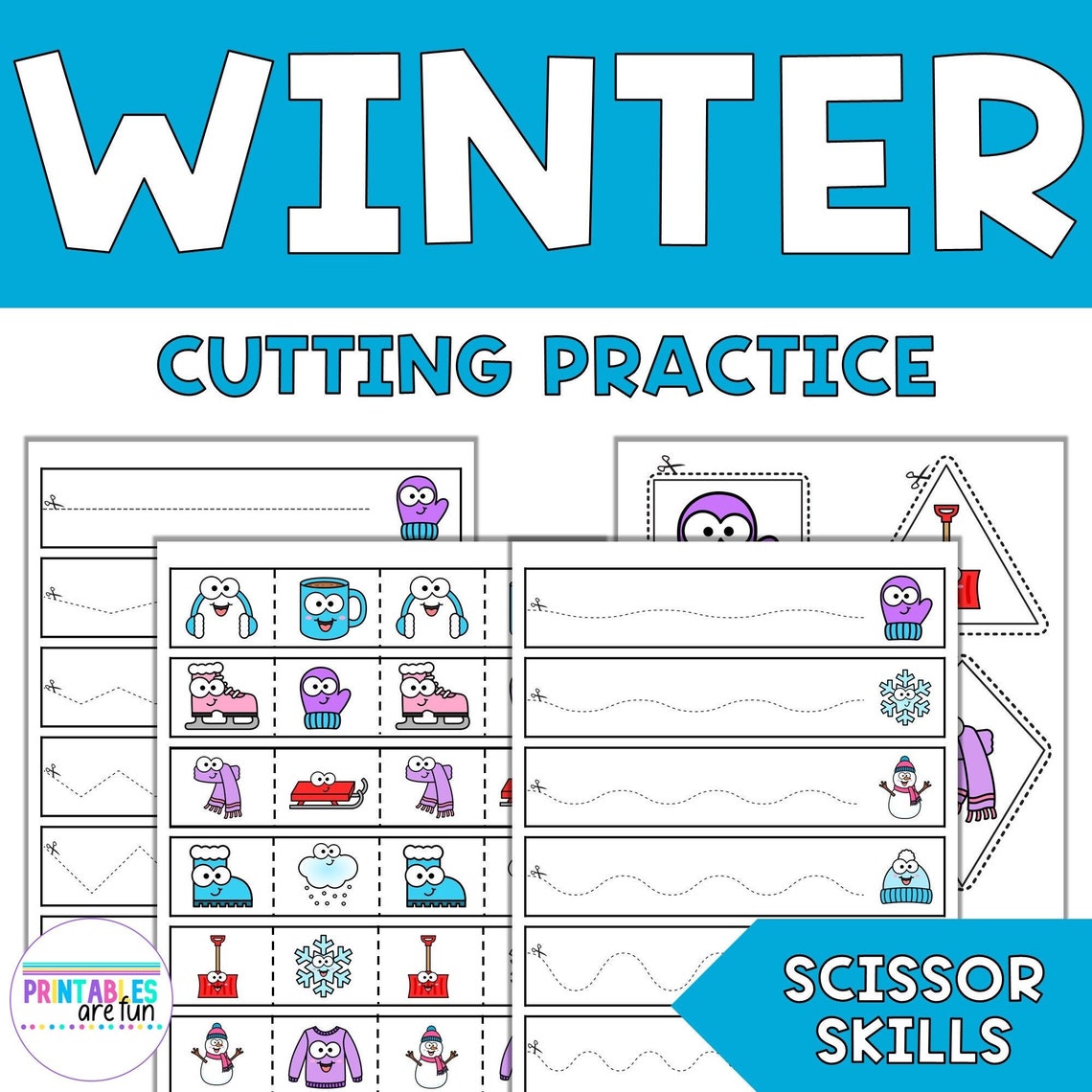 Winter Cutting Practice | Fine Motor Scissor Skills for Preschool - Etsy