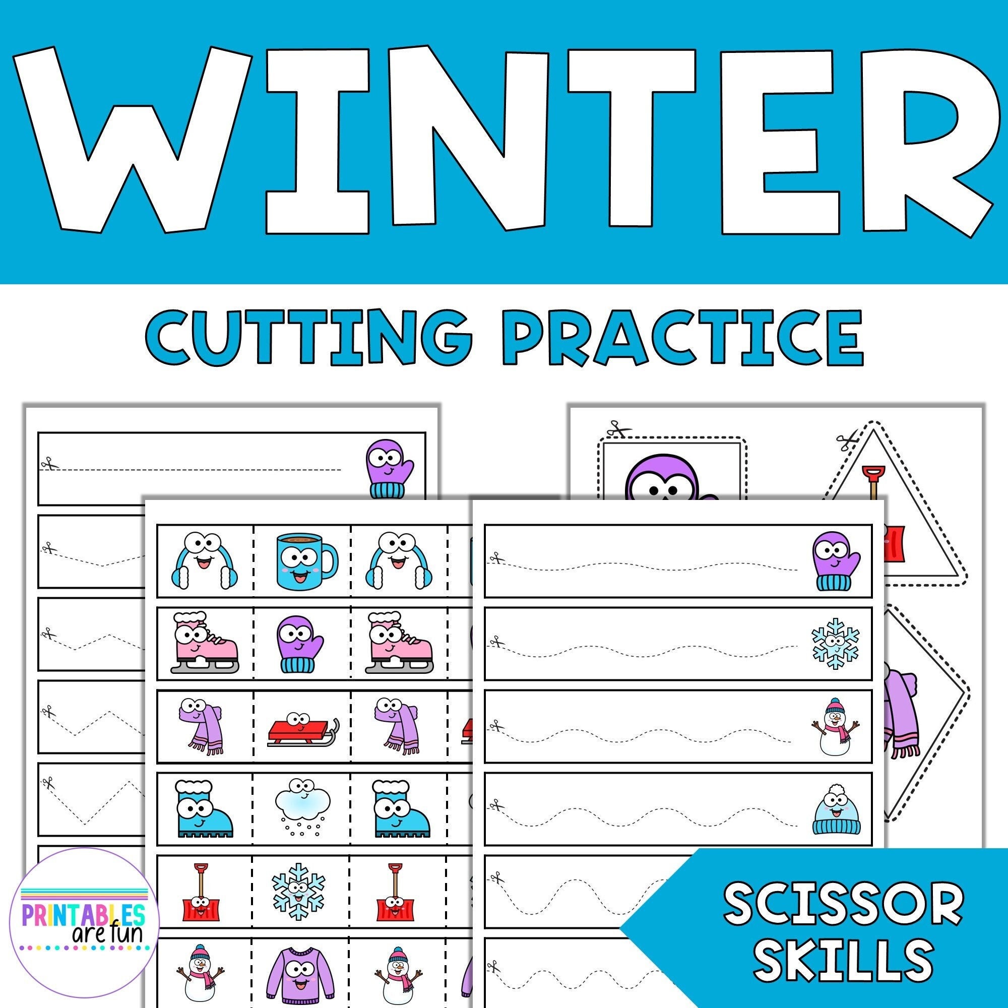 Winter Cutting Practice | Fine Motor Scissor Skills for Preschool - Etsy