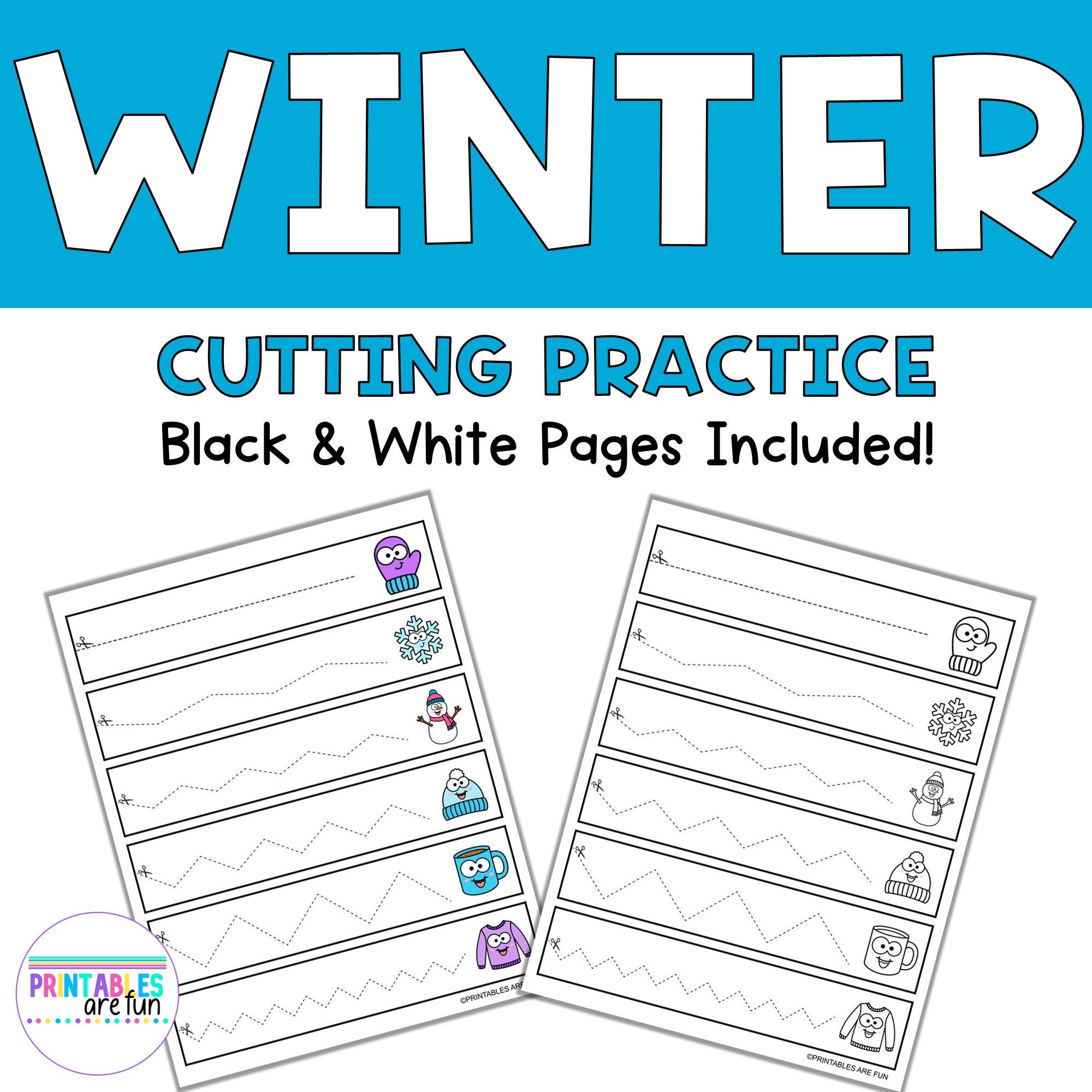 Winter Cutting Practice | Fine Motor Scissor Skills for Preschool - Etsy