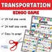Transportation Bingo Game for Kids, Printable Games, Picture Bingo ...