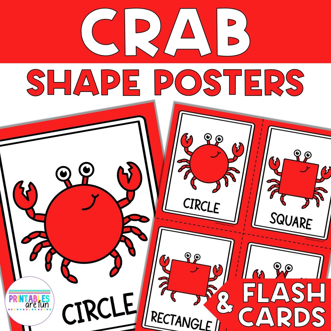 Crab 2D Shape Posters and Flash Cards | Printable Math Activity for ...