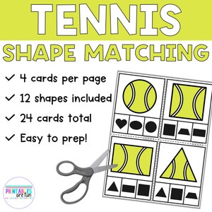 Tennis 2D Shape Matching Clip Cards | Printable Math Activity for ...
