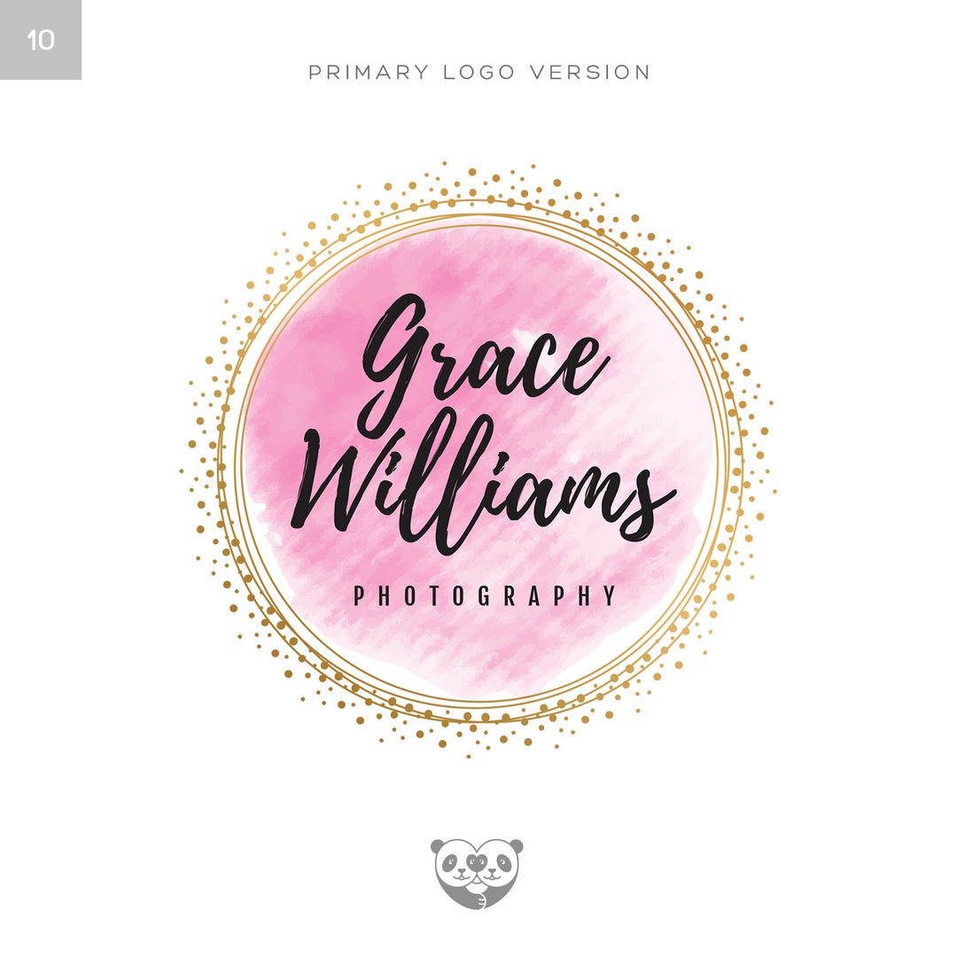 Watercolor Confetti Logo, Photography Logo Watermark, Rose Gold Glitter ...