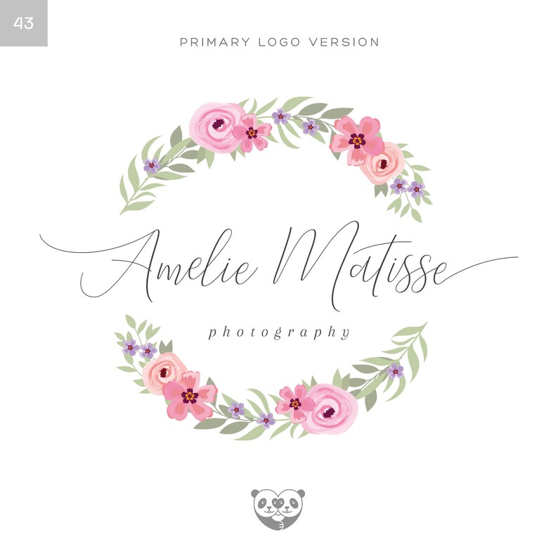 Floral Wreath Logo Flowers Logo Digital Watercolor Watermark Floral ...