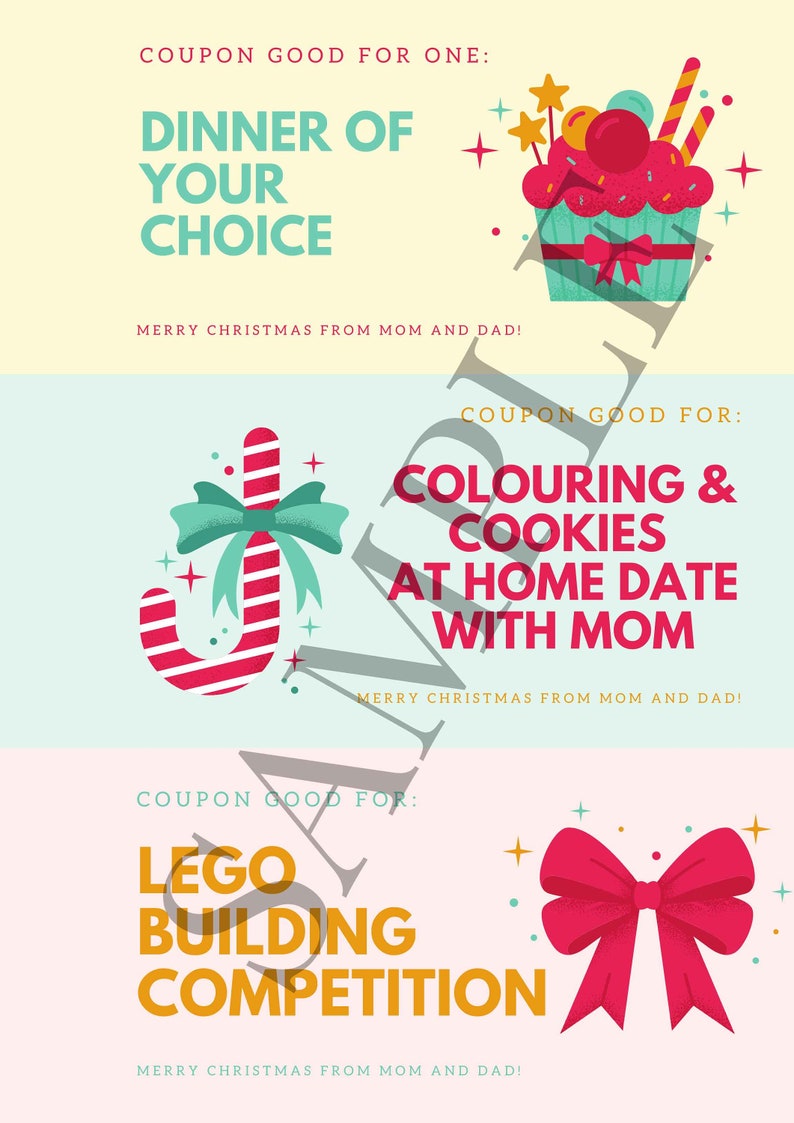 Kid's Christmas Coupon Book - Digital Download - Etsy