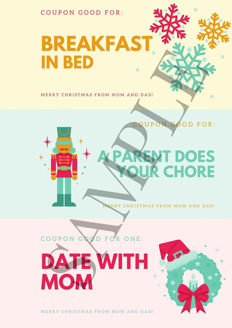 Kid's Christmas Coupon Book - Digital Download - Etsy