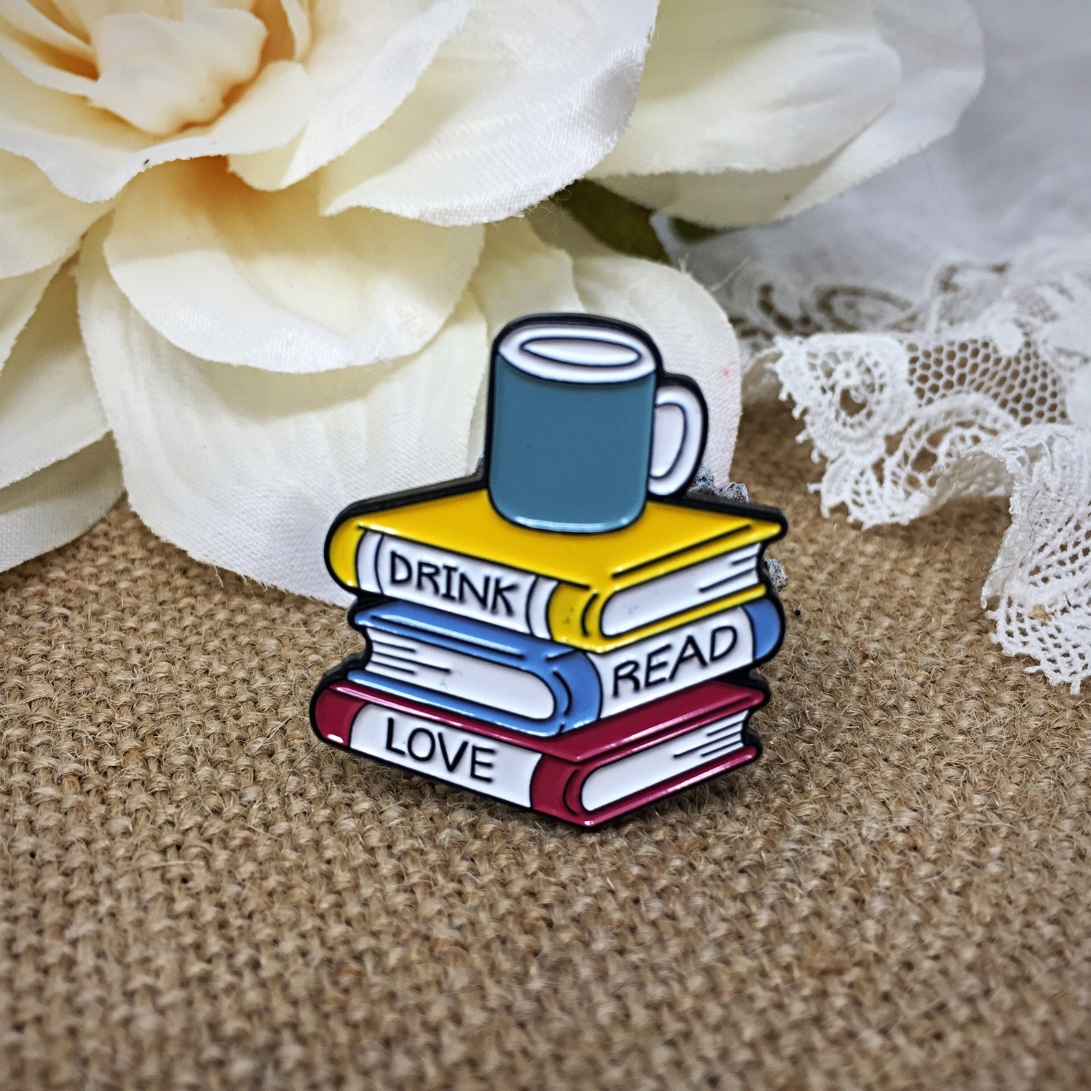 Drink Read and Love Soft Enamel Pin for Booklovers and Lovers | Etsy