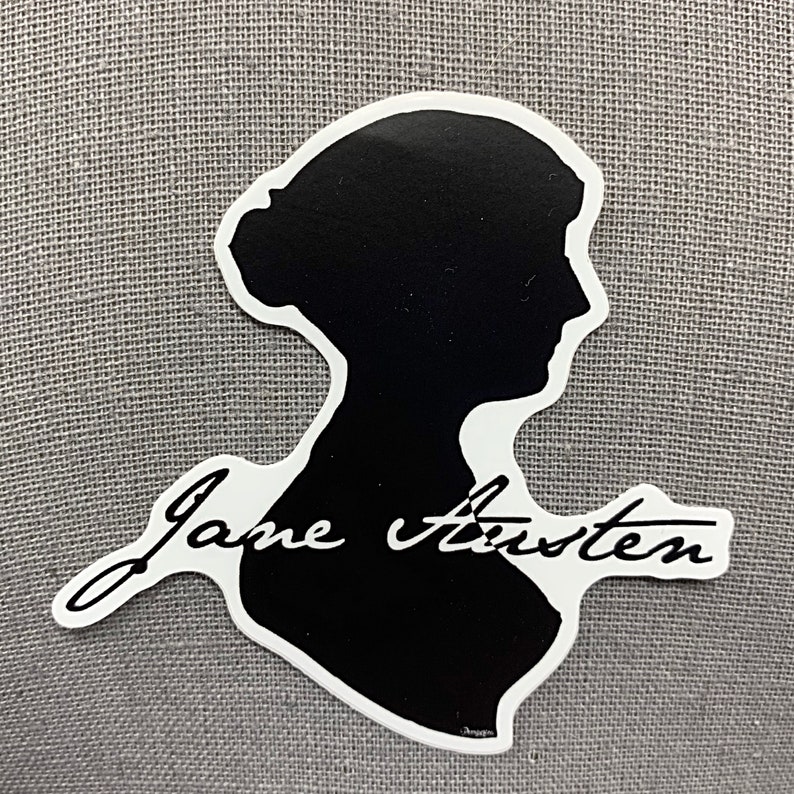 Jane Austen Profile With Her Signature Die Cut Vinyl Sticker - Etsy