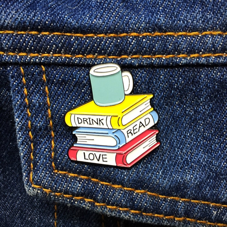Drink Read and Love Soft Enamel Pin for Booklovers and Lovers | Etsy