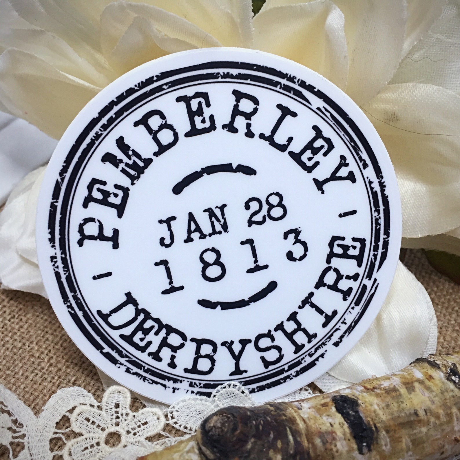 Pemberley Cancelled Postage Stamp Die Cut Vinyl Sticker From Jane ...