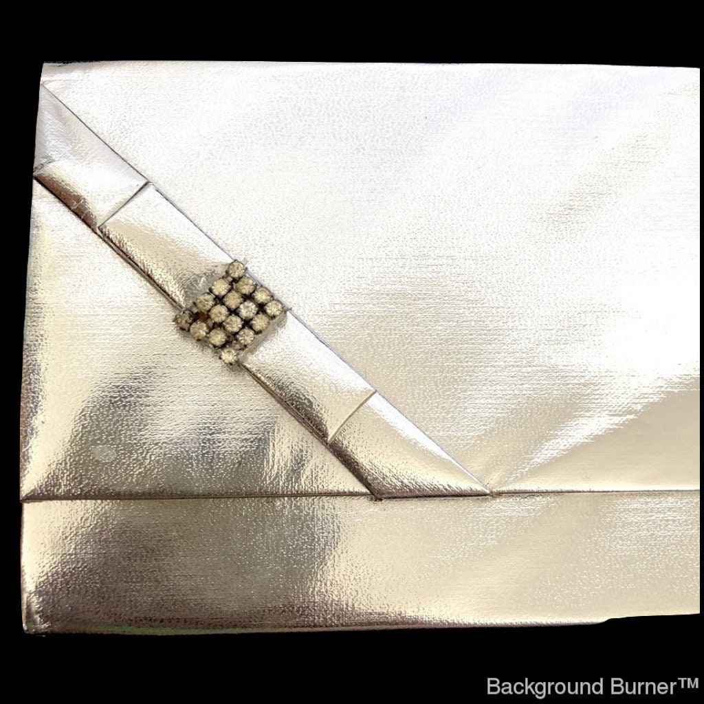 Vintage 1950s Silver Rhinestone Clutch, Silver Evening Bag, Silver ...