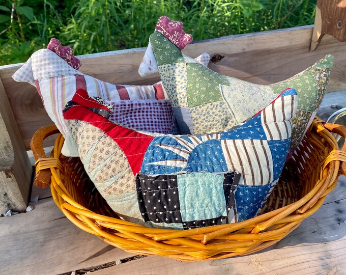 Quilted Chicken, Farmhouse Chicken, Fabric Chicken, Quilted Hen ...