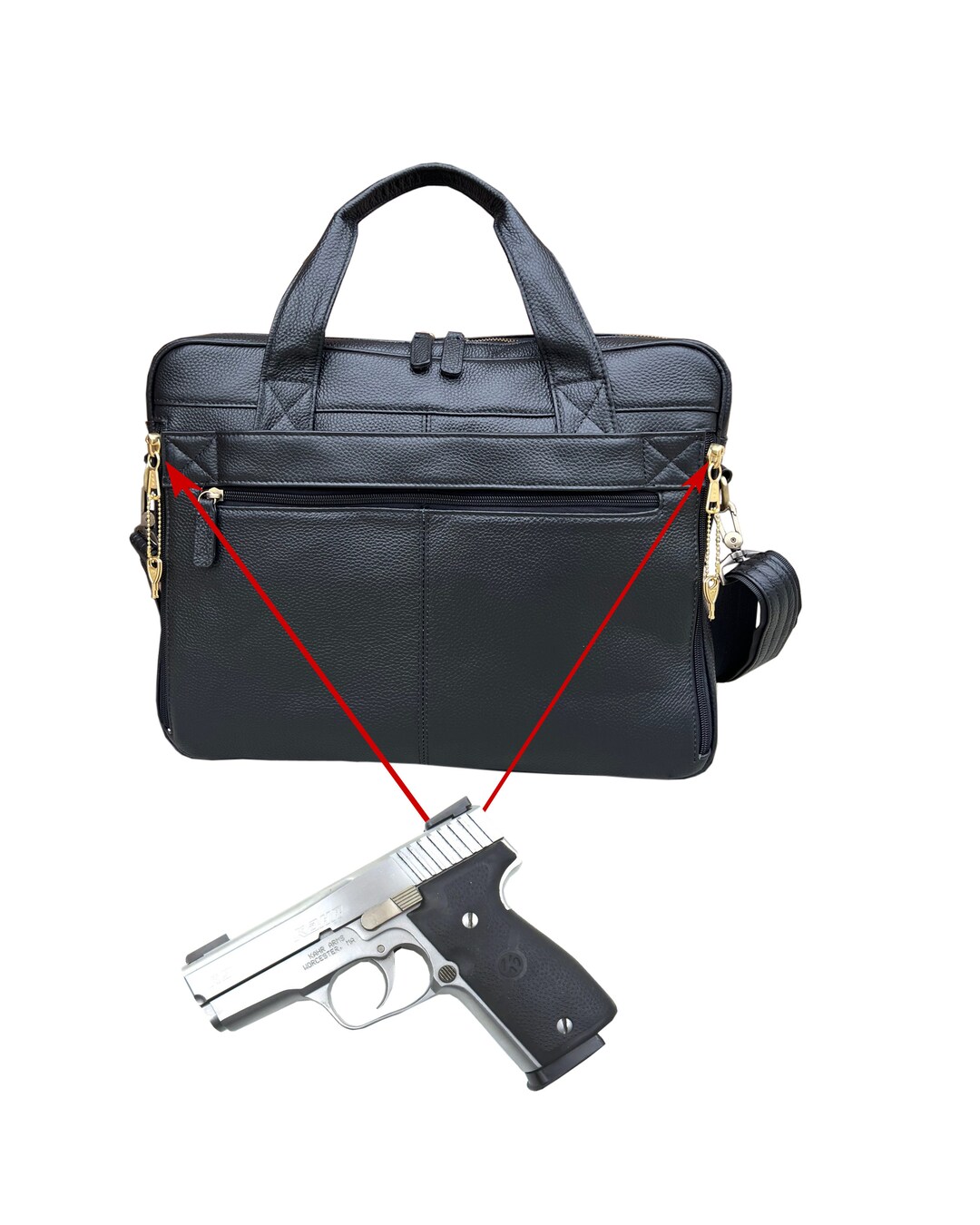 Cowhide Leather Unisex Concealed Carry Briefcase With Padded Pocket for ...