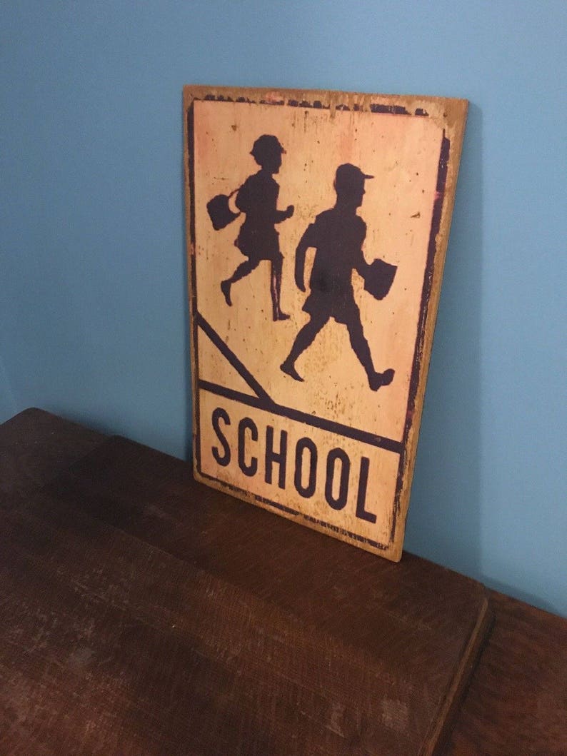 School-crossing Sign Retro Vintage Home Office Decor Perfect - Etsy