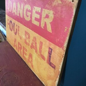 Retro Wood Baseball danger Foul Ball Area Sign - Etsy