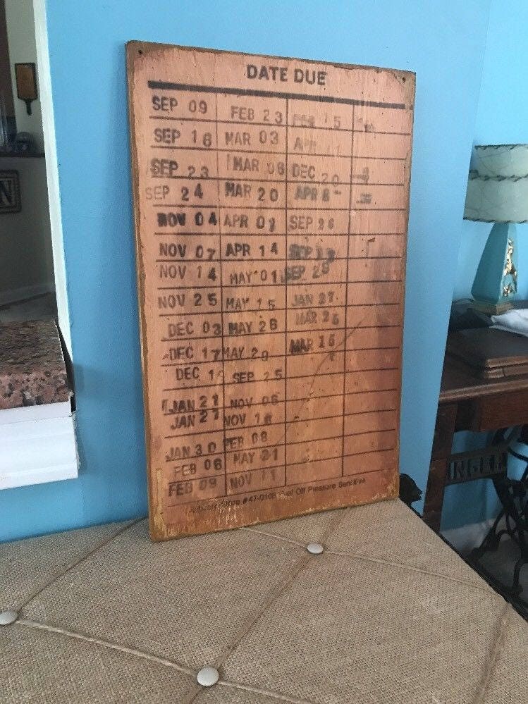 Vintage Library due Date Stamp Sign Book Lover - Etsy