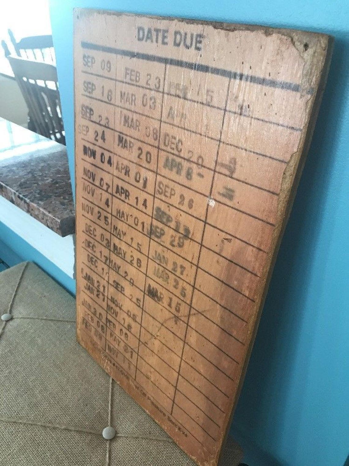 Vintage Library due Date Stamp Sign Book Lover - Etsy