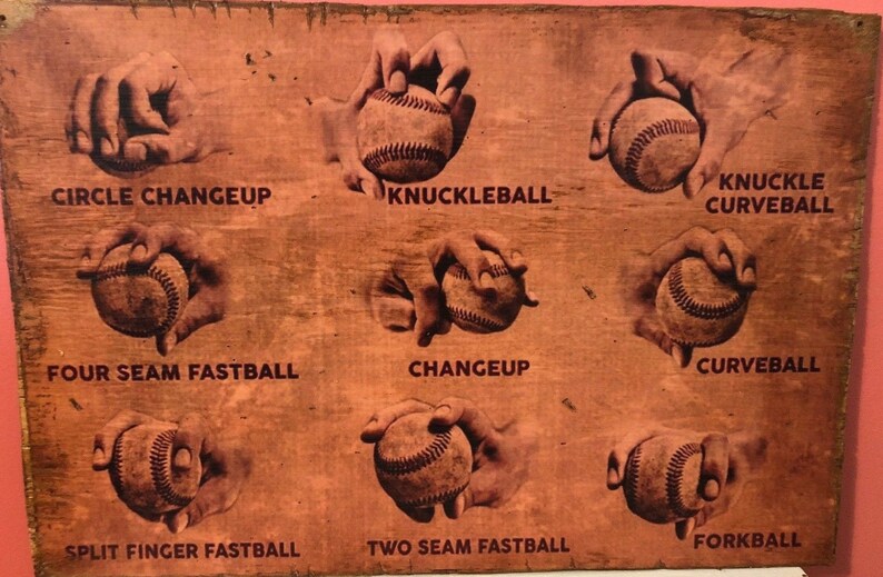 Baseball Pitch Grip Poster MLB Little League Vintage Retro - Etsy