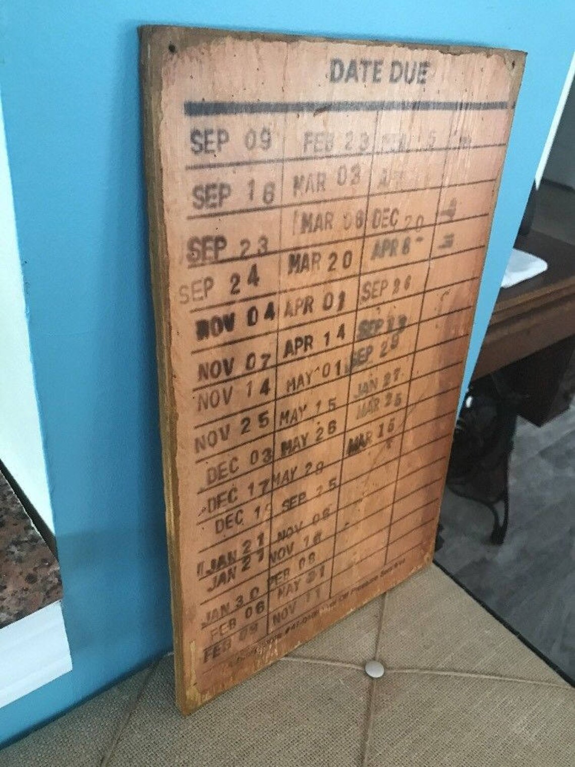 Vintage Library due Date Stamp Sign Book Lover - Etsy