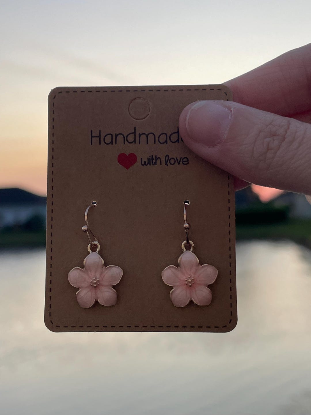 Spring Pink Cherry Blossom Flower Drop Earrings - Etsy