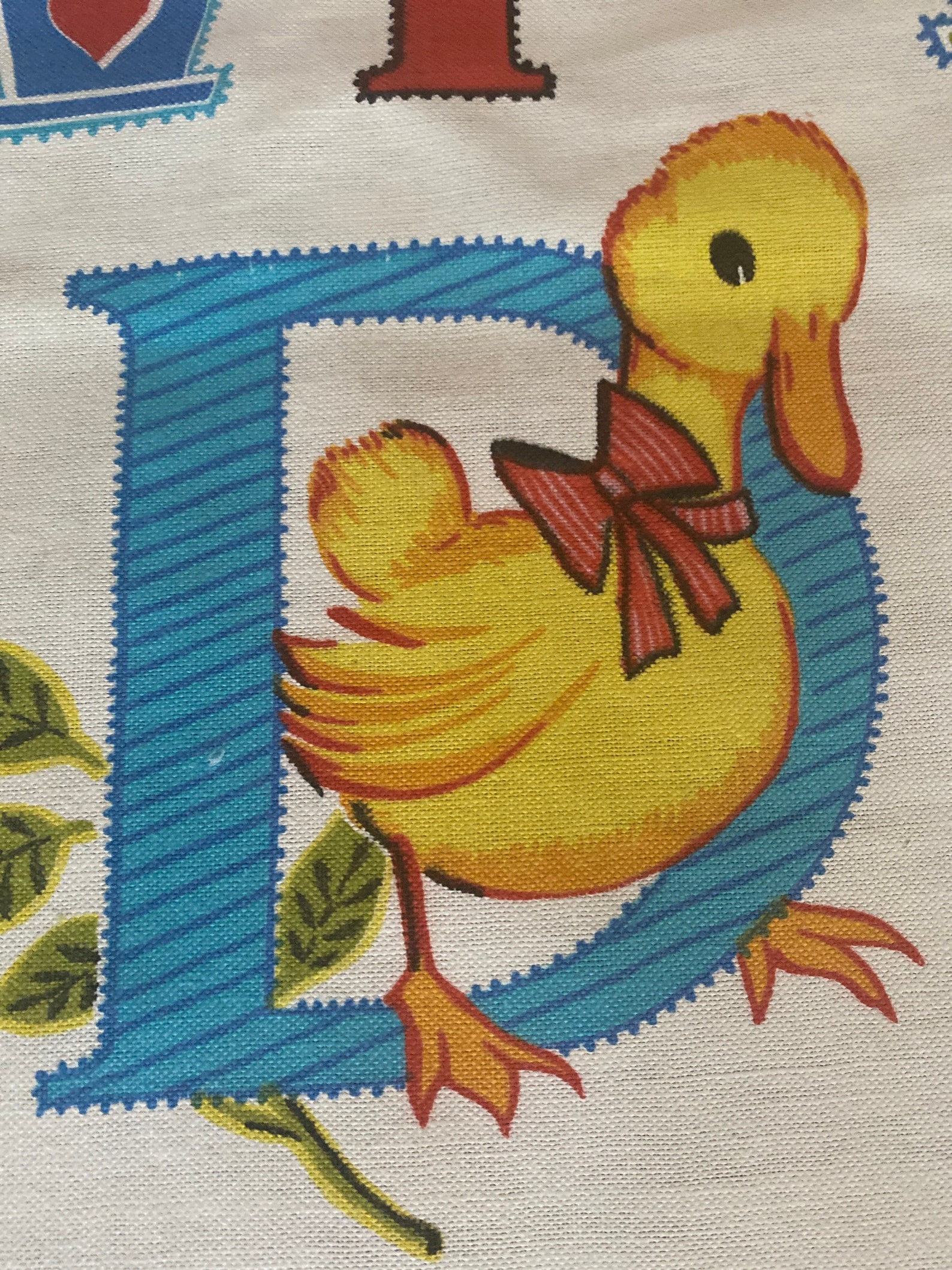 Vintage 1950s Novelty Alphabet Fabric Remnant - Etsy