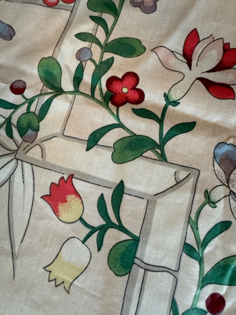 Vintage Jay Yang Fabric Remnant - Oriental Garden - Etsy