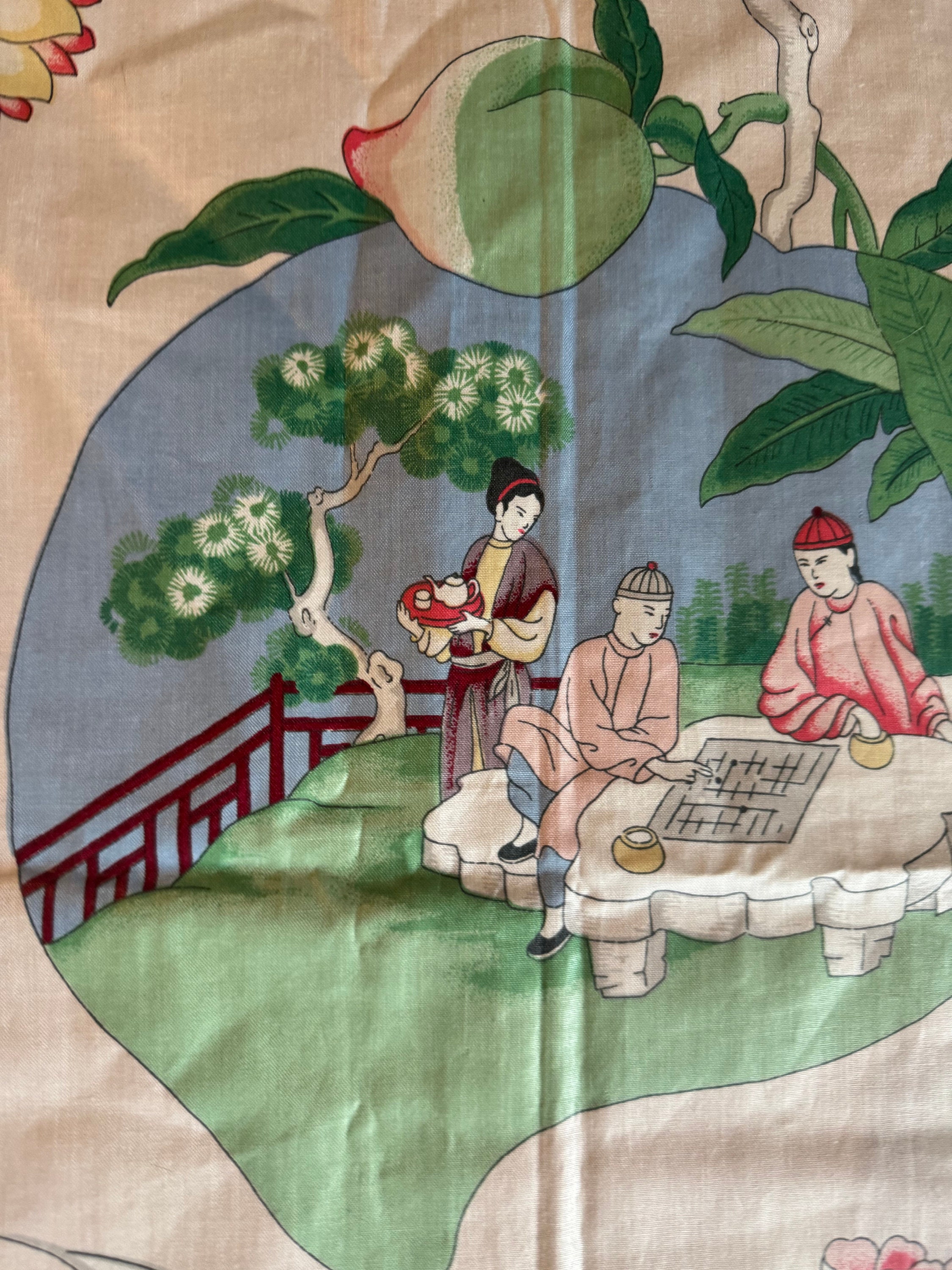 Vintage Jay Yang Fabric Remnant Oriental Garden - Etsy