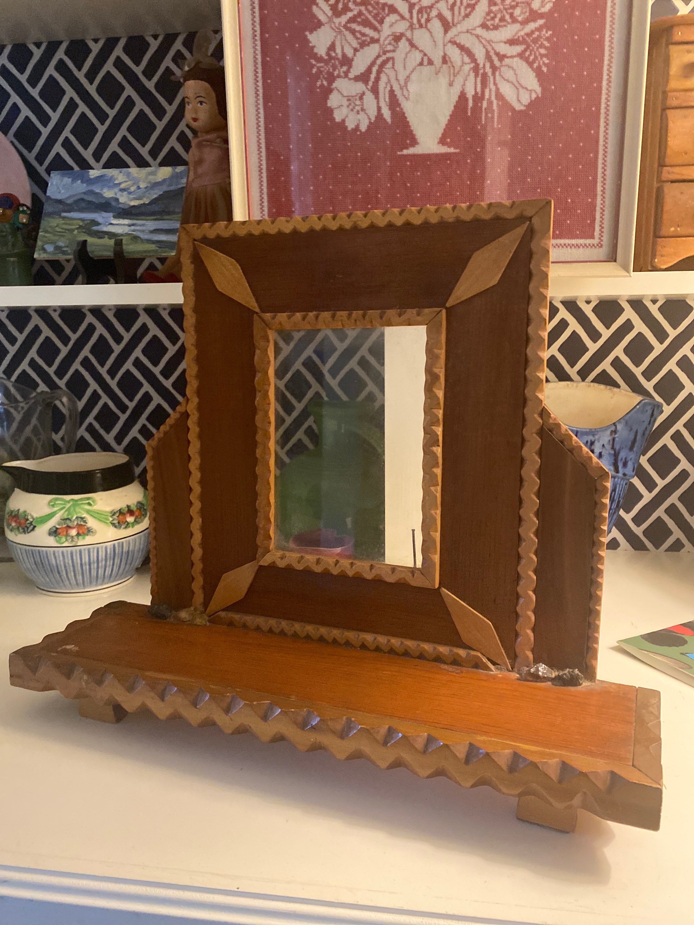 Vintage Tramp Art Frame With Ledge - Etsy