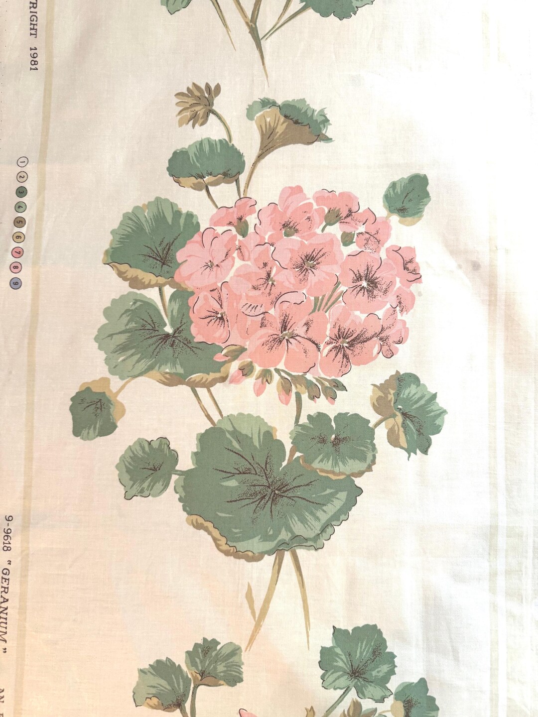 Vintage 1981 Fabric Sample - Geraniums and Violets - Etsy