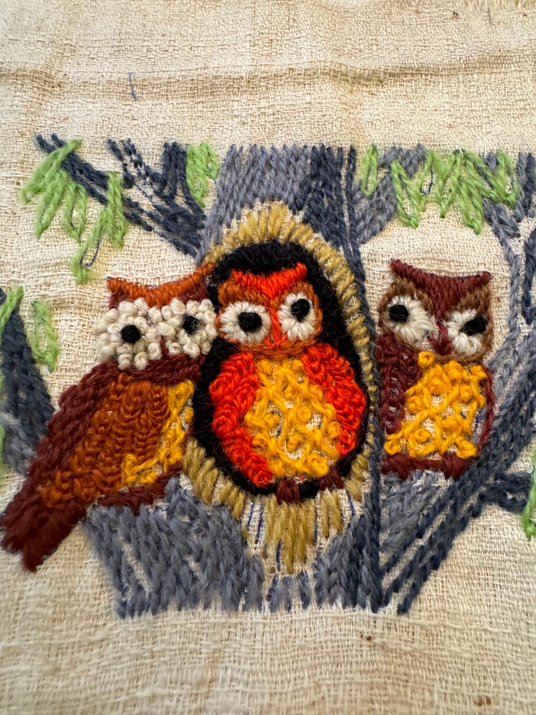 Vintage 1973 Crewel Owls- Pauline Denham Design Completed Work - Etsy