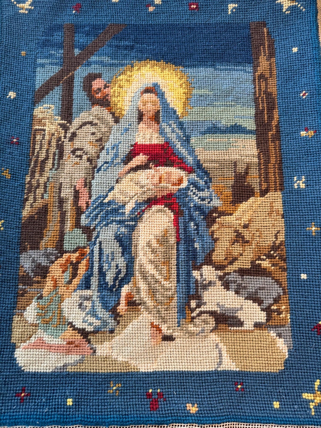 Vintage Needlepoint Panel- Nativity Scene - Etsy