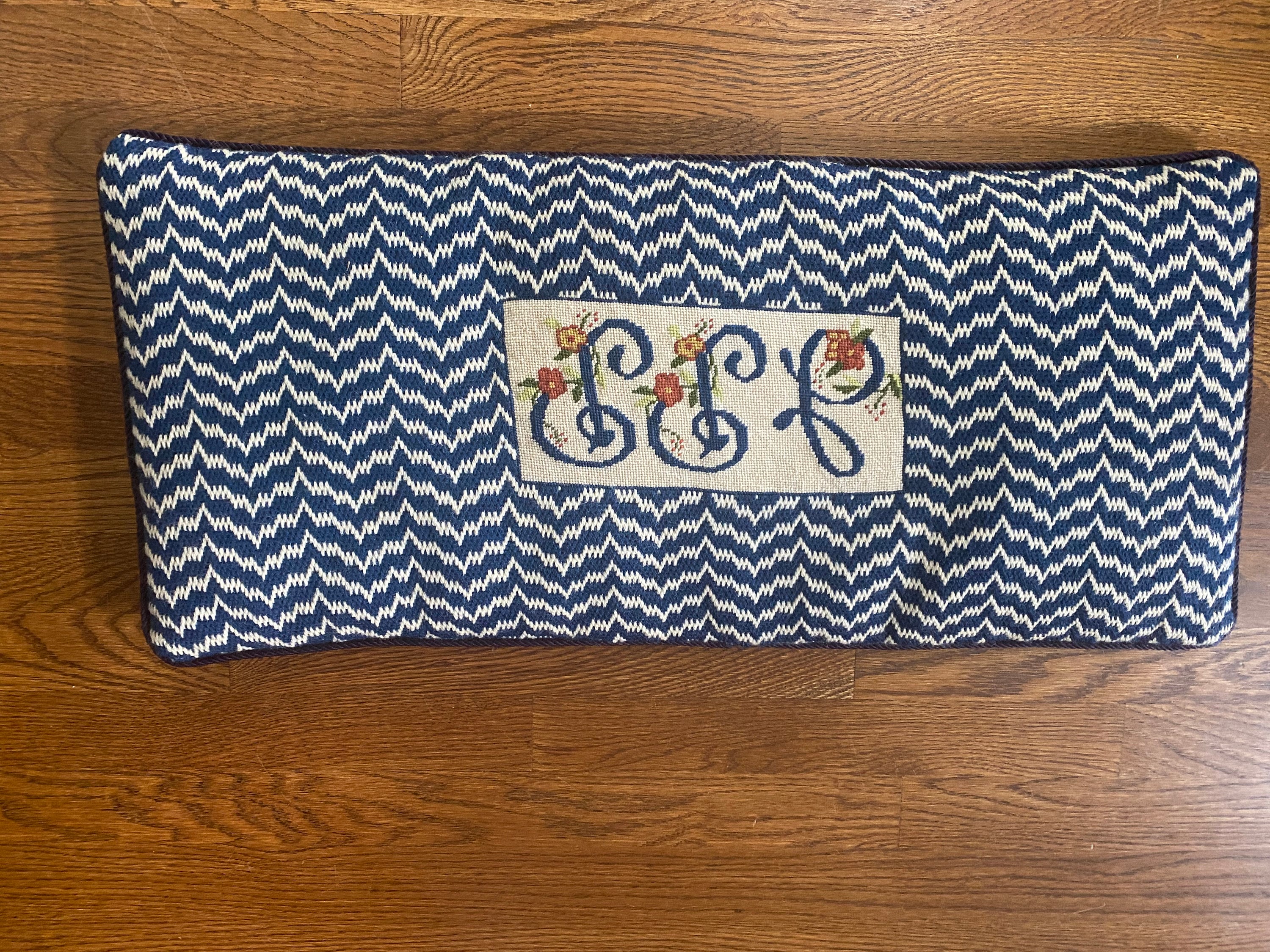 Vintage Bargello Needlepoint Monogram Lumbar Pillow - Etsy