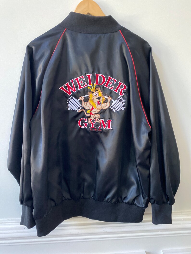 Vintage 1980’s Weider Gym Satin Jacket. Black With Embroidered Logo. - Etsy