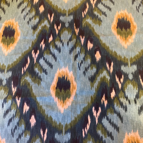 Aqua Ikat Fabric - Etsy