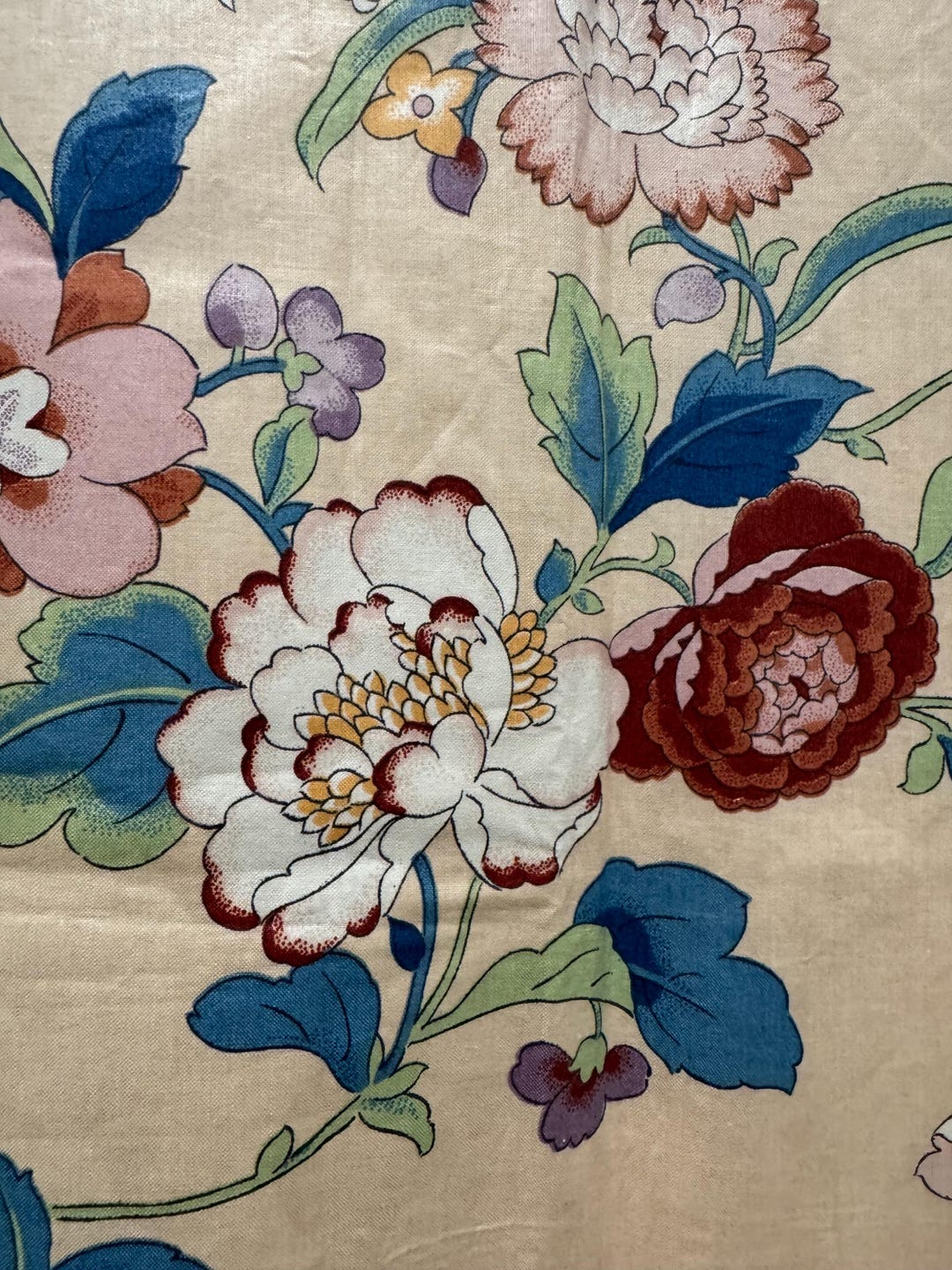 Vintage Designer Fabric Remnant by Jay Yang Floral Chintz on Peachy ...