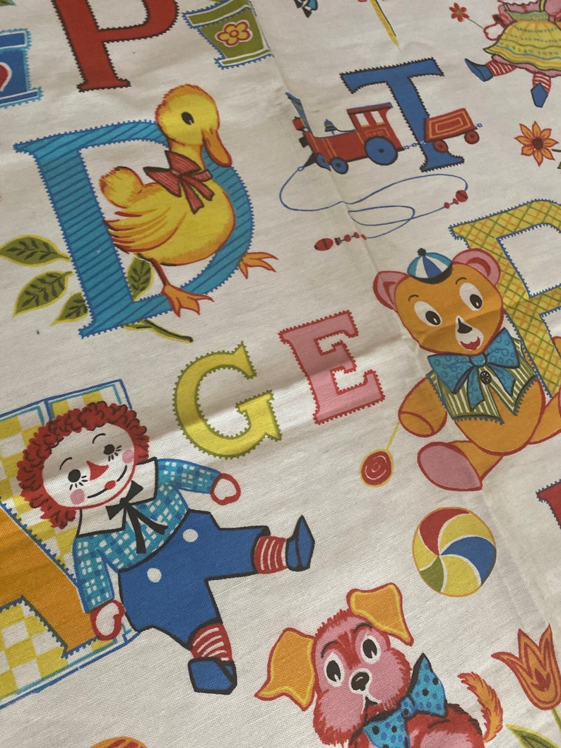 Vintage 1950s Novelty Alphabet Fabric Remnant - Etsy