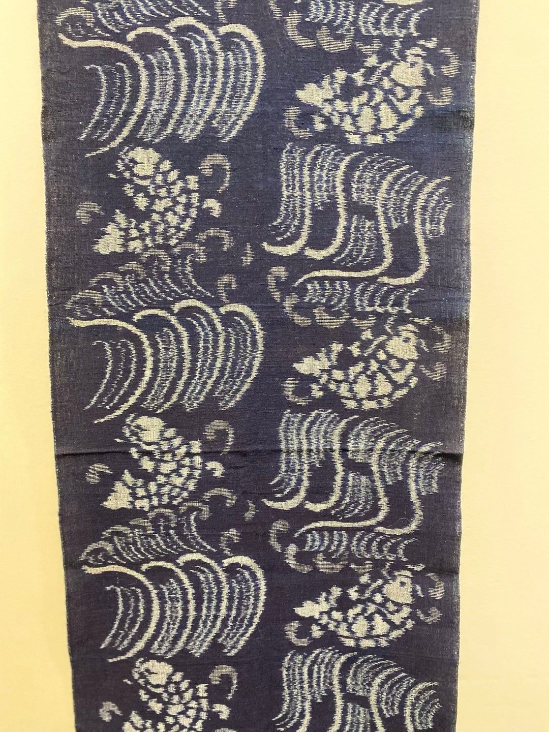 Vintage Fabric Remnant Woven Ikat Indigo - Etsy