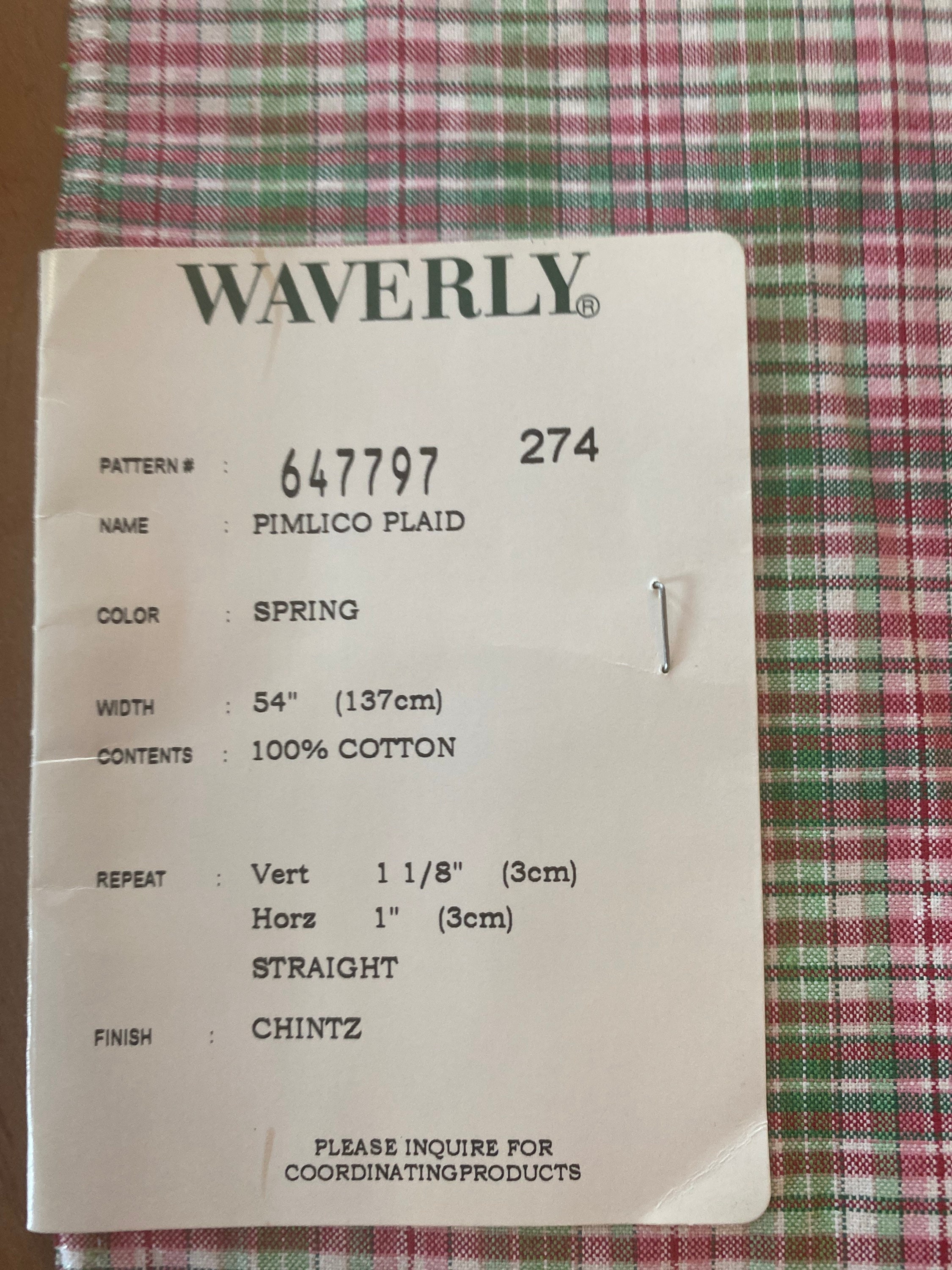 Vintage Waverly Fabric Remnant Pattern PIMLICO PLAID - Etsy