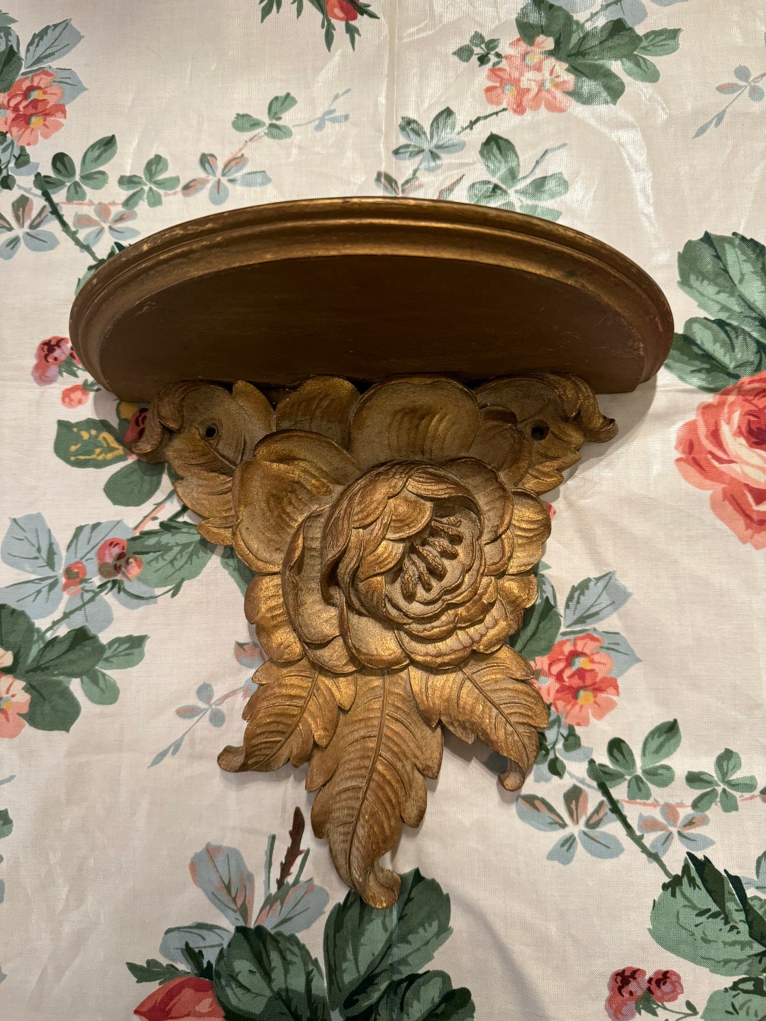 Vintage Syroco Wood Floral Gilt Wall Shelf - Etsy