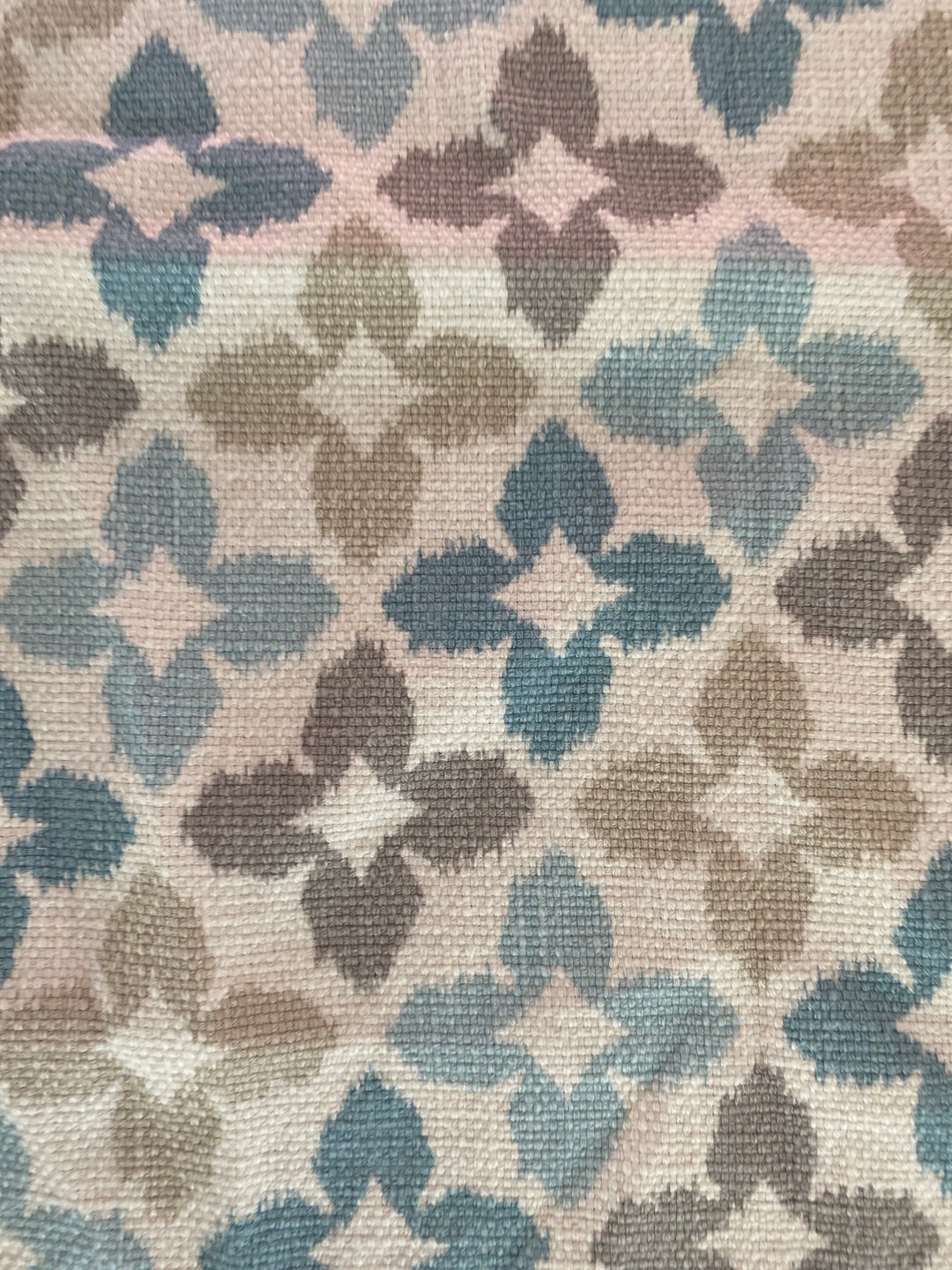 Designer Fabric Sample Geometric Design Blue and Gray on White ...