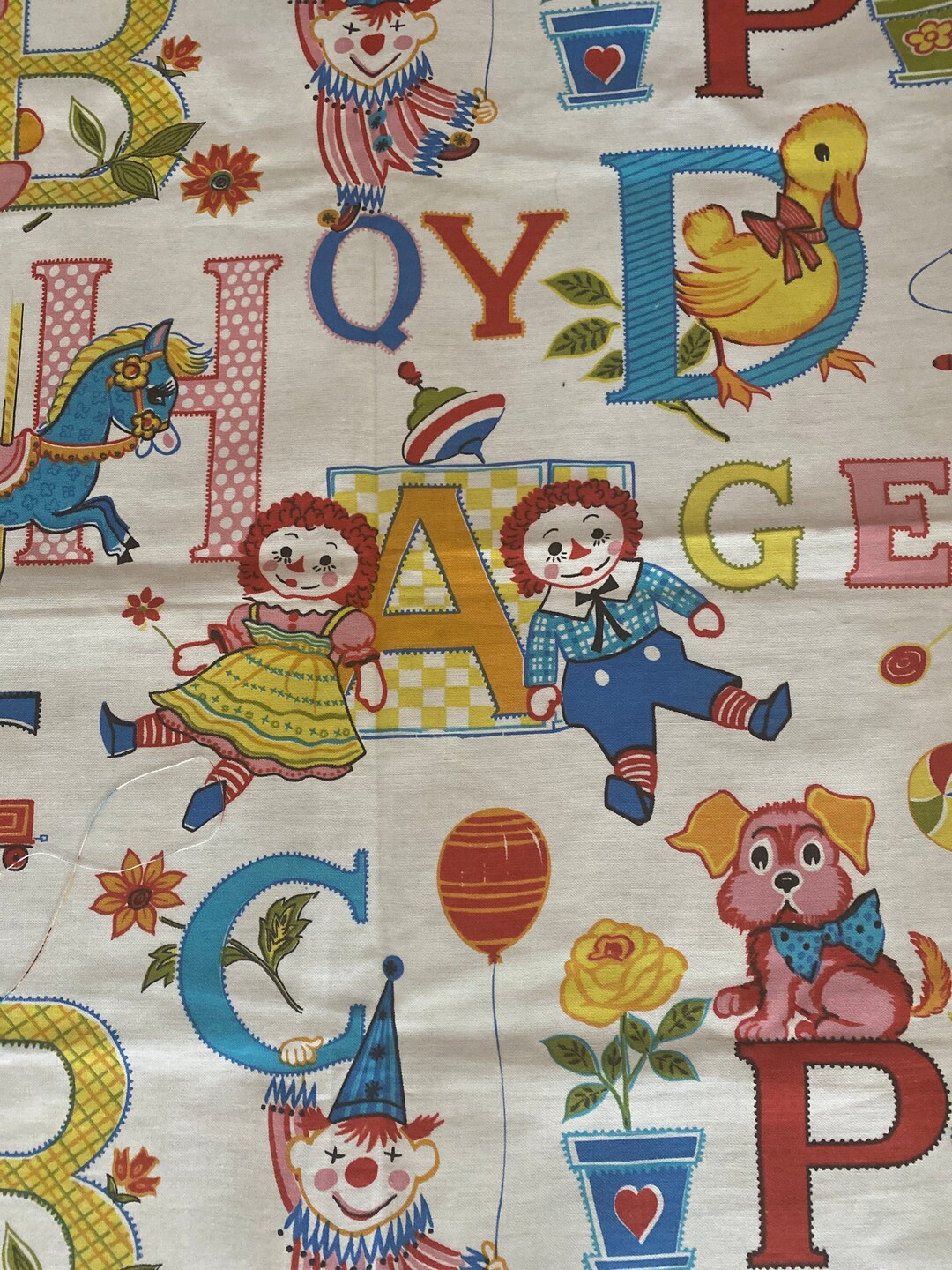 Vintage 1950s Novelty Alphabet Fabric Remnant - Etsy