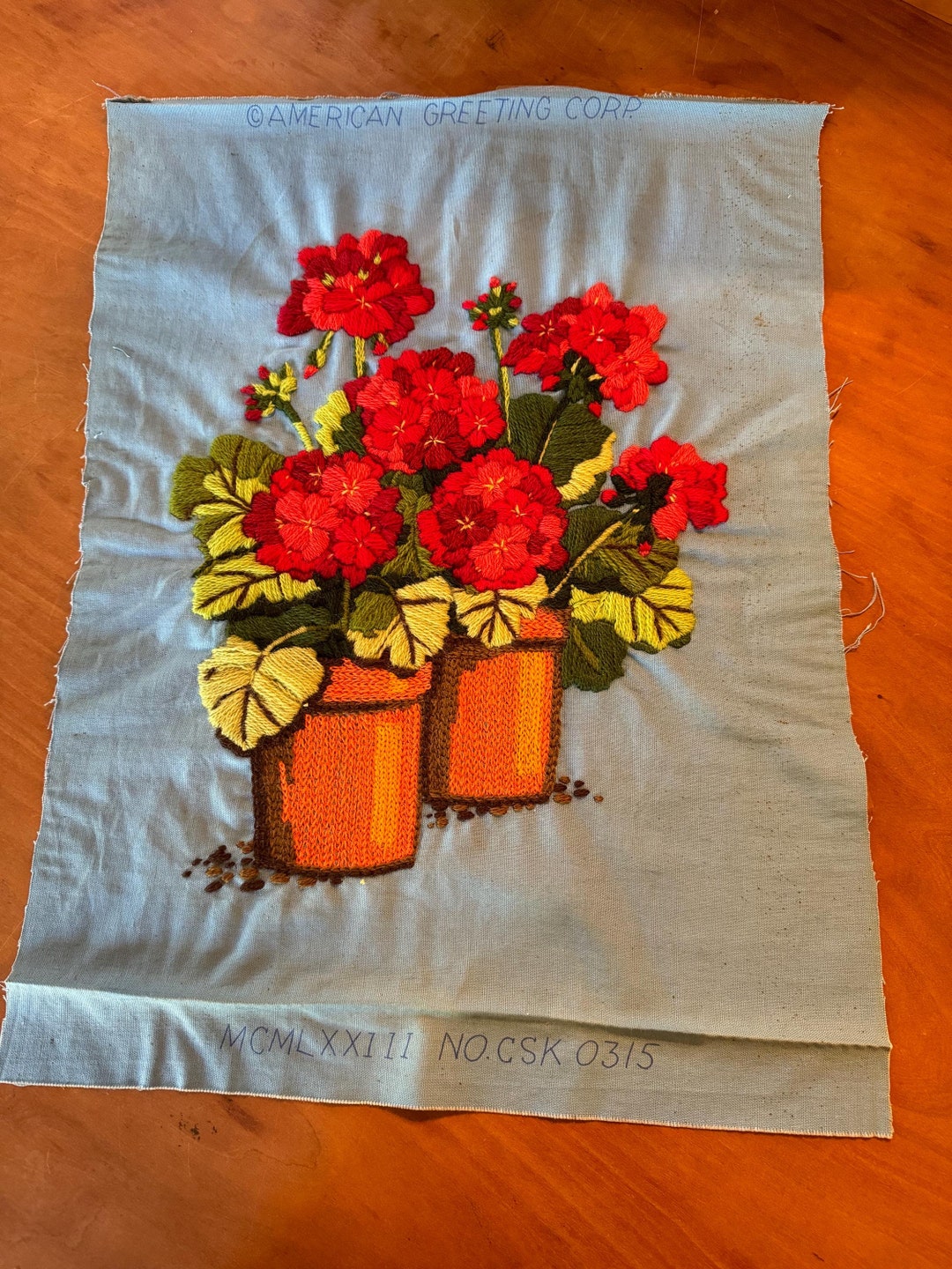 Vintage Geranium Embroidery Panel - Etsy