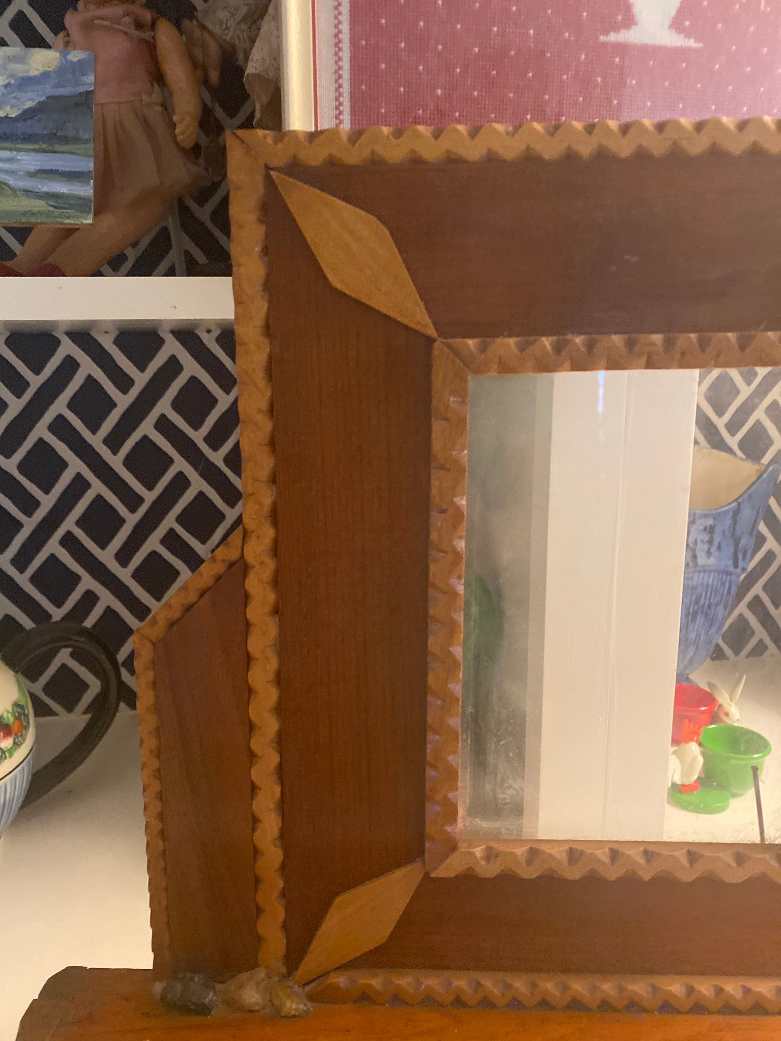 Vintage Tramp Art Frame With Ledge - Etsy