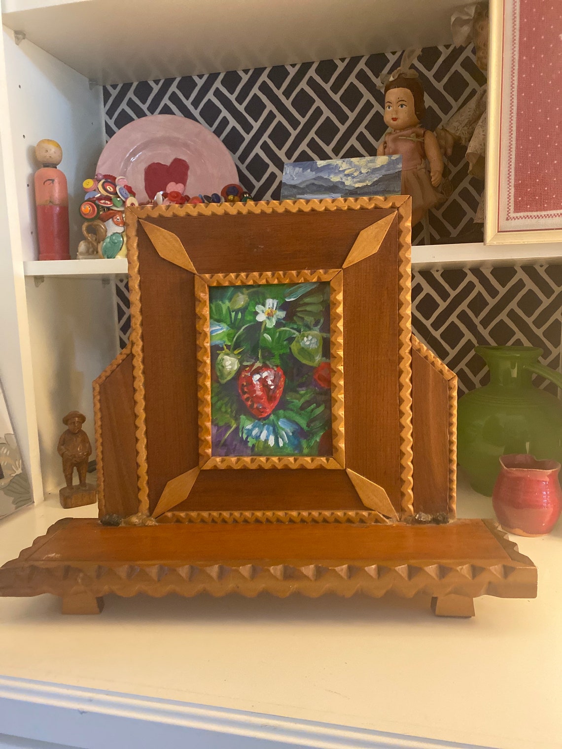 Vintage Tramp Art Frame With Ledge - Etsy