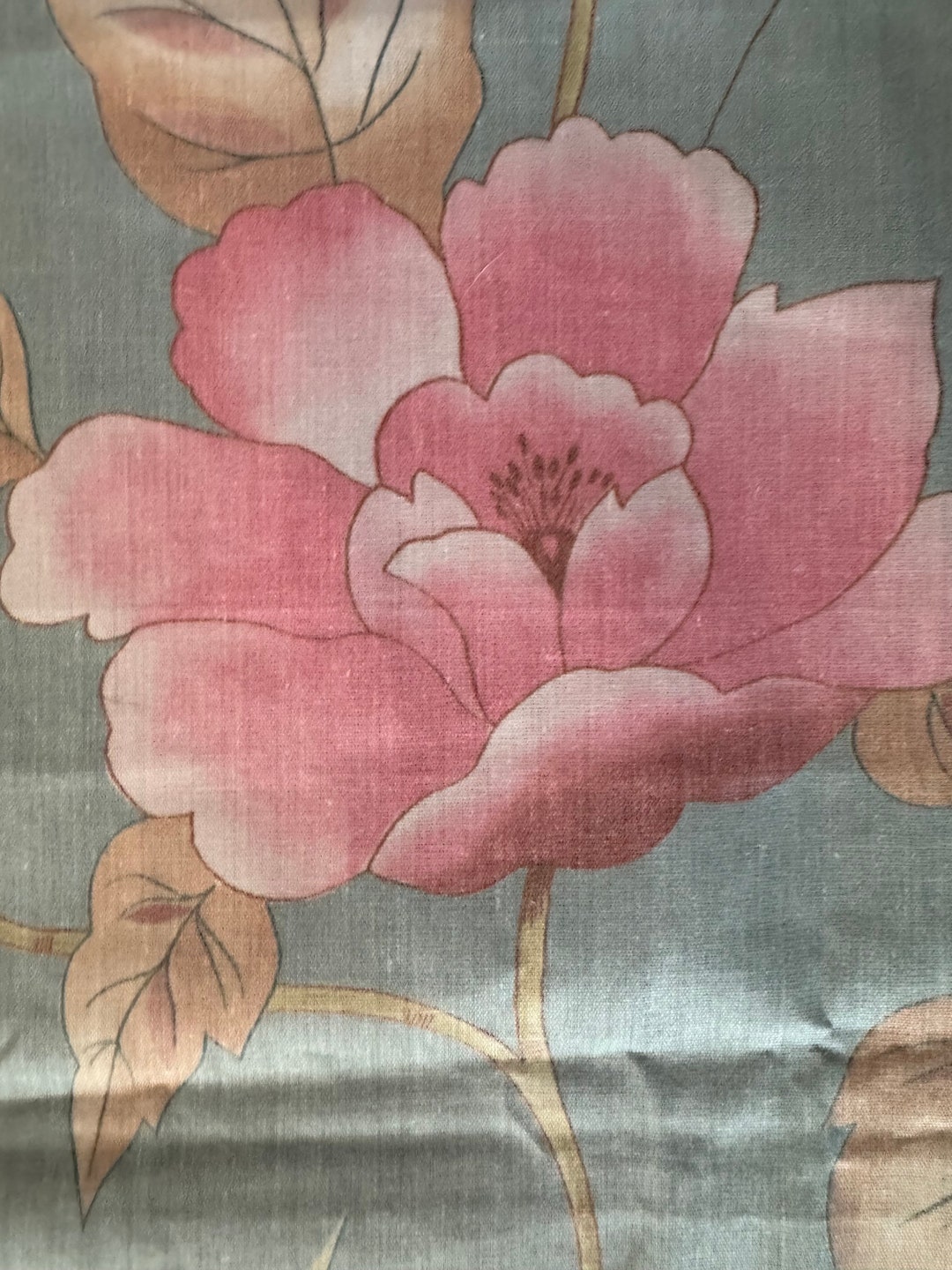 Vintage Novelty Fabric Remnant - Japanese Floral - Etsy