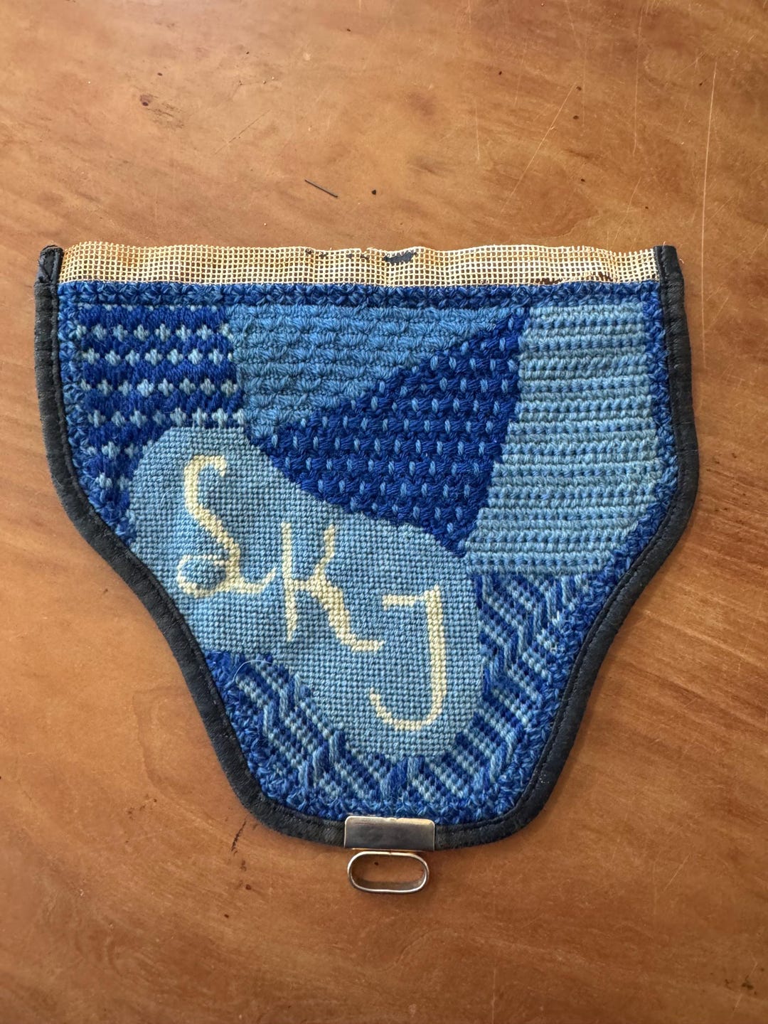 Vintage Needlepoint Purse Flap- Monogrammed SKJ - Etsy