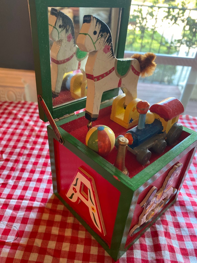 1970s Vintage Wooden Toy Box Christmas Ornament Music Box Etsy